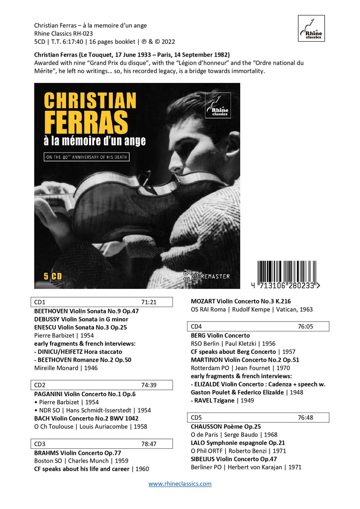 RH-023 | 5CD | CHRISTIAN FERRAS | à la mémoire d'un ange – Rhine Classics
